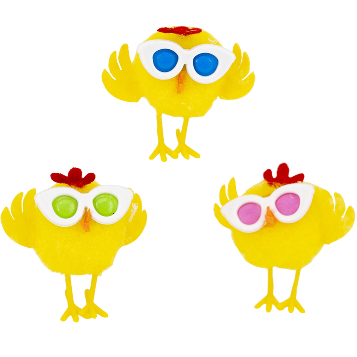 Pollito amarillo con gafas colors Pascua 4 cm | Gadgets & Cuina