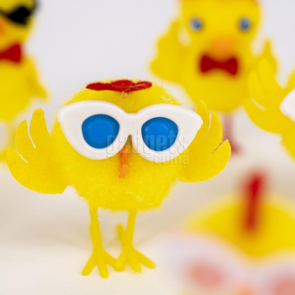 Pollito amarillo con gafas colors Pascua 4 cm | Gadgets & Cuina