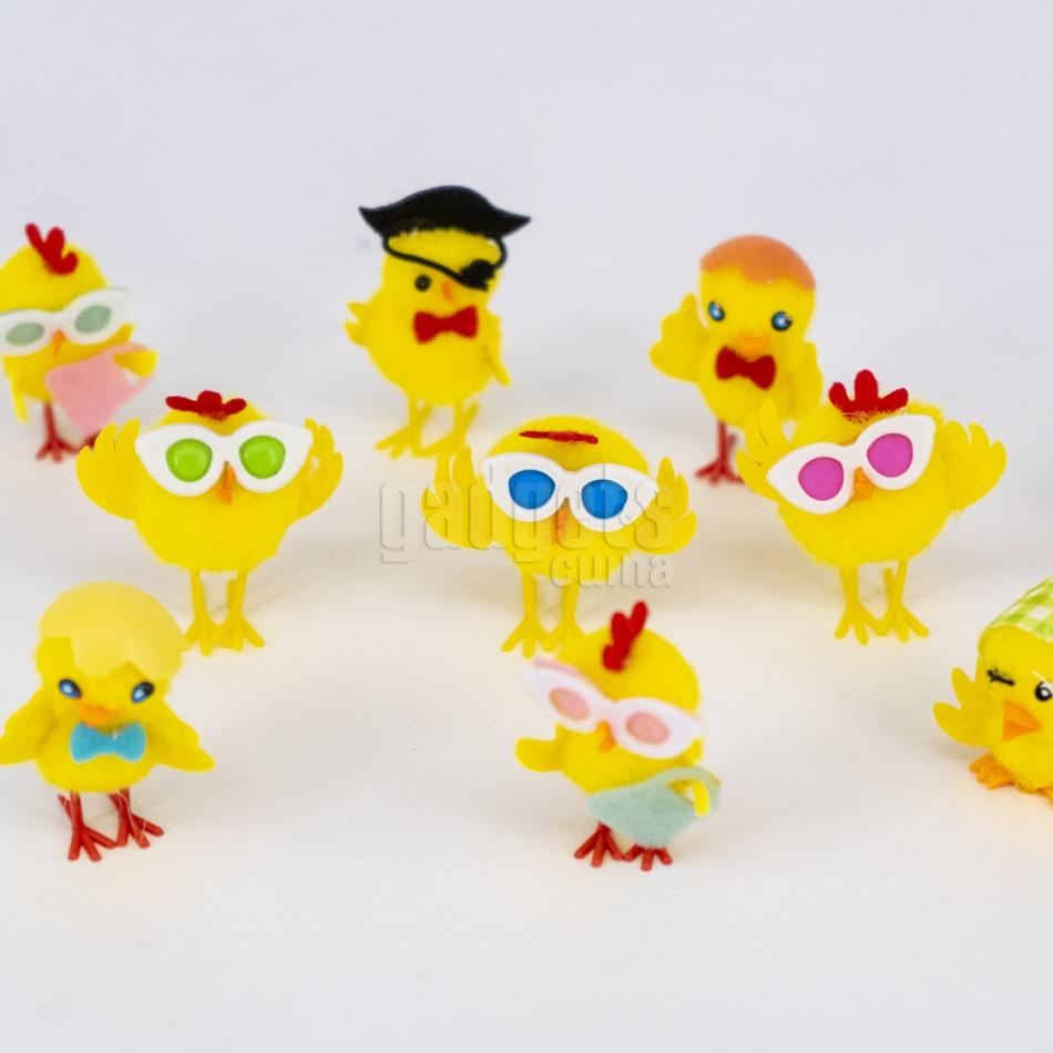 Pollito amarillo con gafas colors Pascua 4 cm | Gadgets & Cuina
