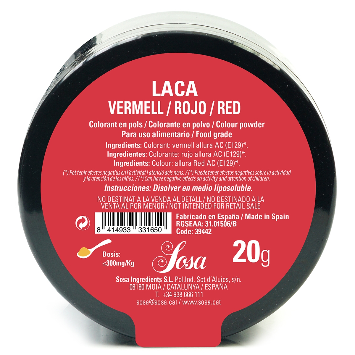 Colorante laca liposoluble polvo 20 g rojo | Gadgets & Cuina