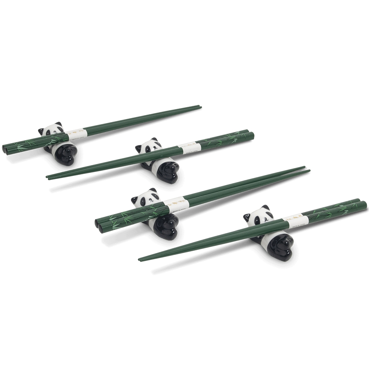4 pares palillos con 4 soportes panda | Gadgets & Cuina